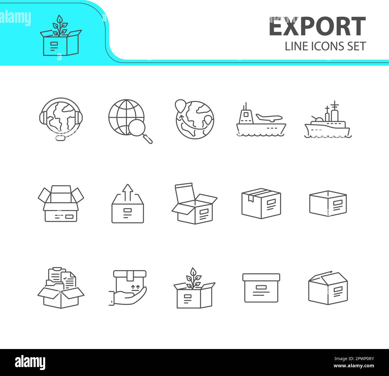 Export line icon set Stock Vector Image & Art - Alamy