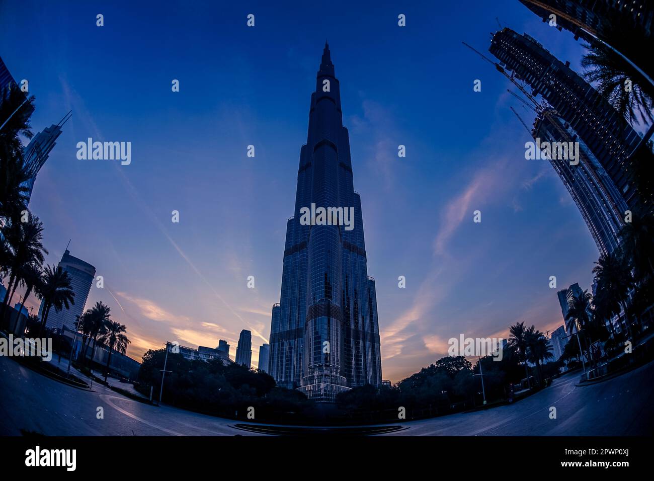 Dubai building and morning ray. Shooting Location: Dubai Stock Photo ...