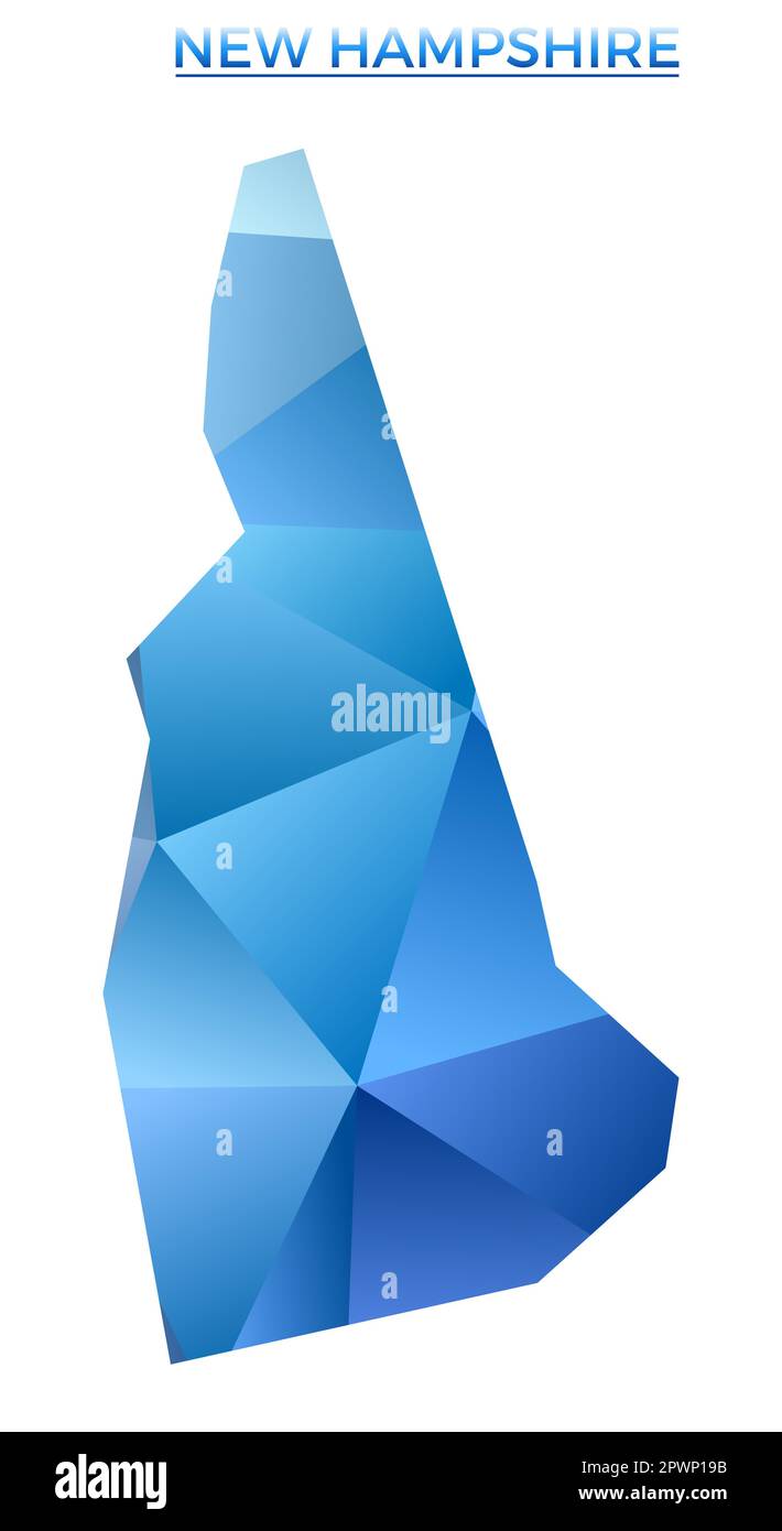Vector polygonal New Hampshire map. Vibrant geometric US state in low ...