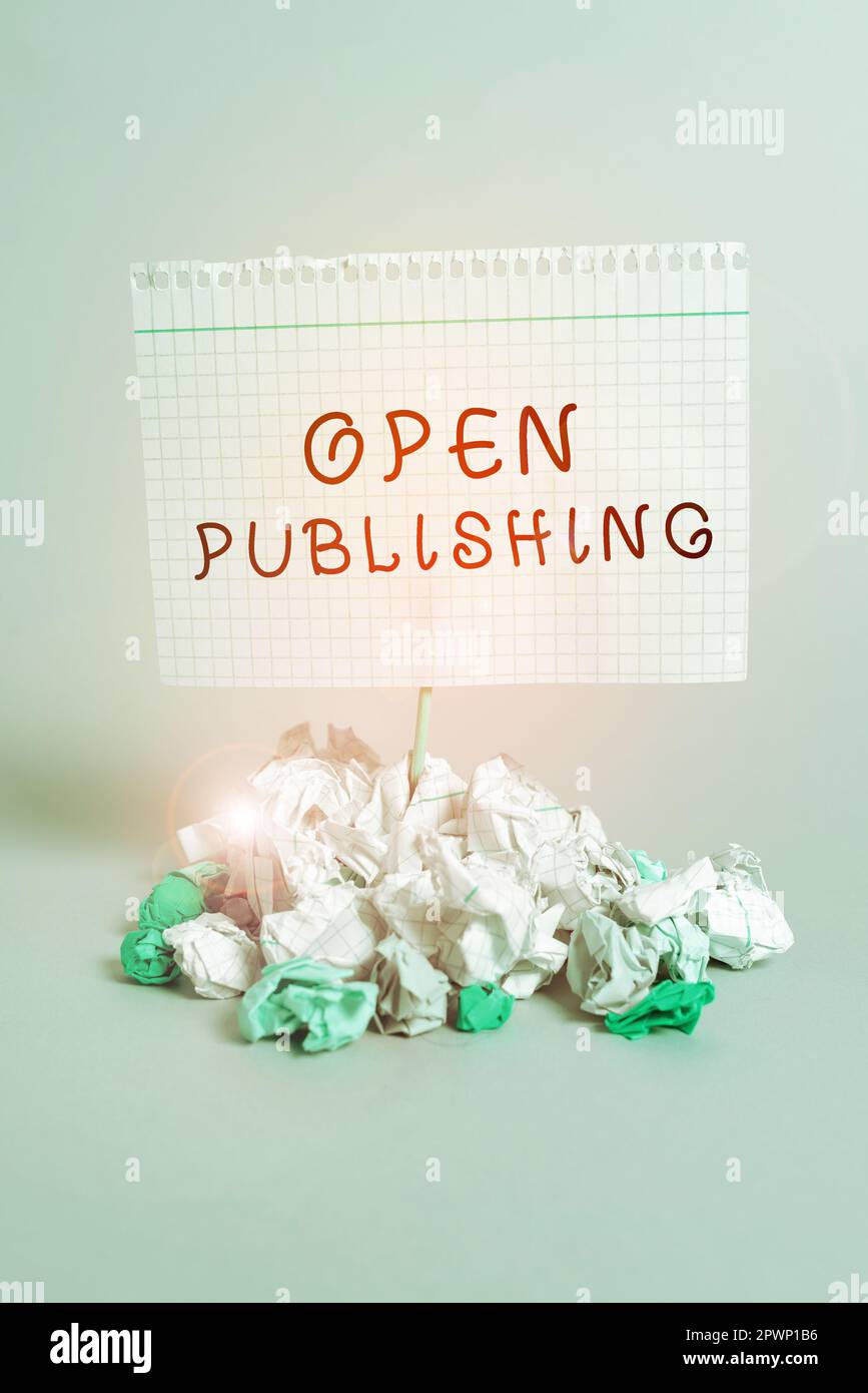 Hand writing sign Open Publishing, Business approach online access to ...