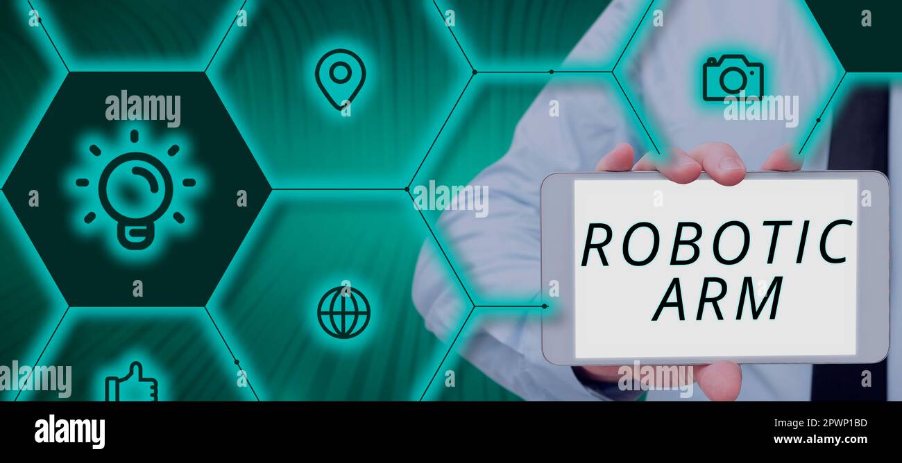 Conceptual caption Robotic Arm, Business idea programmable mechanical ...