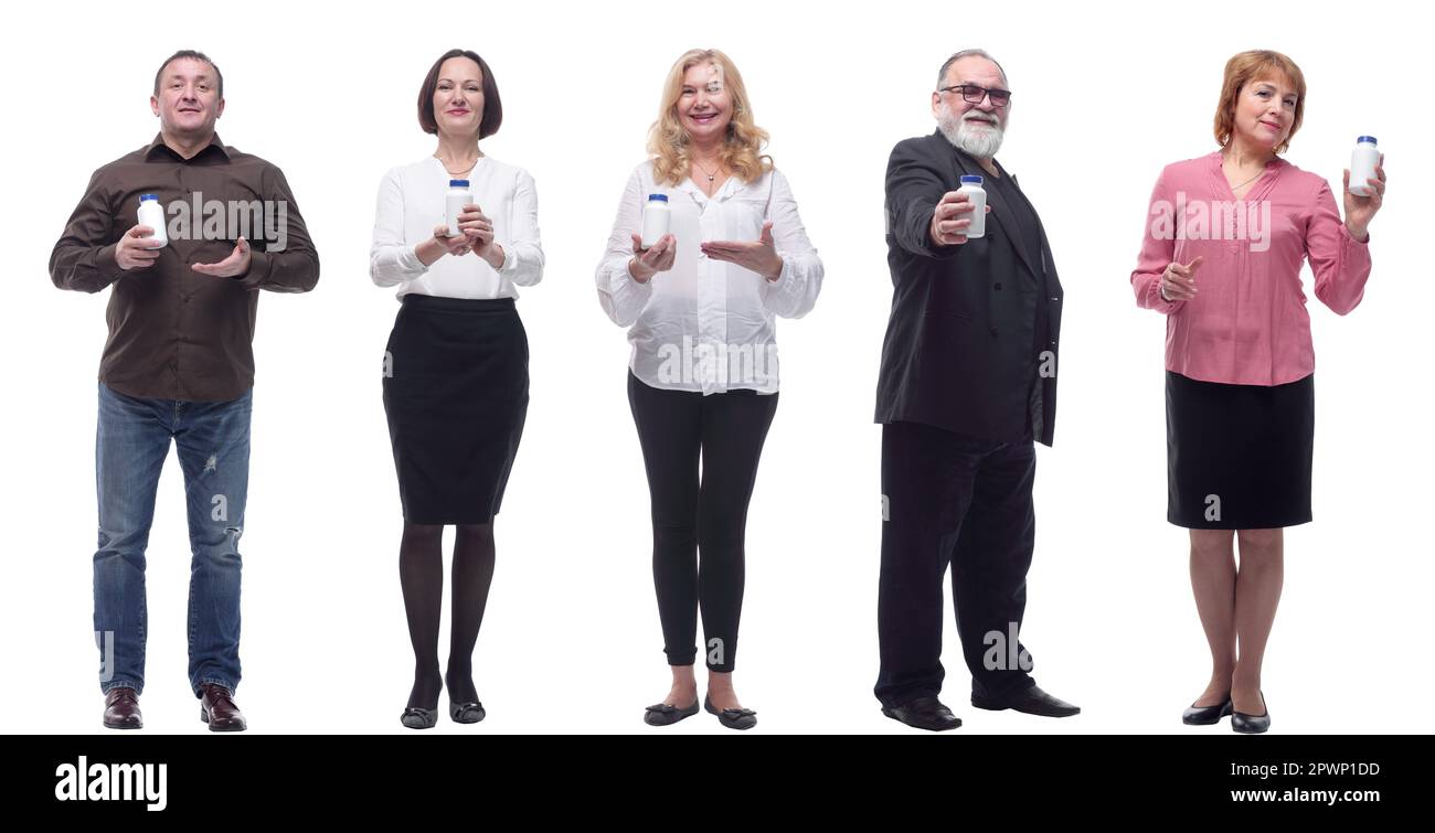 group of people taking a pill isolated Stock Photo - Alamy