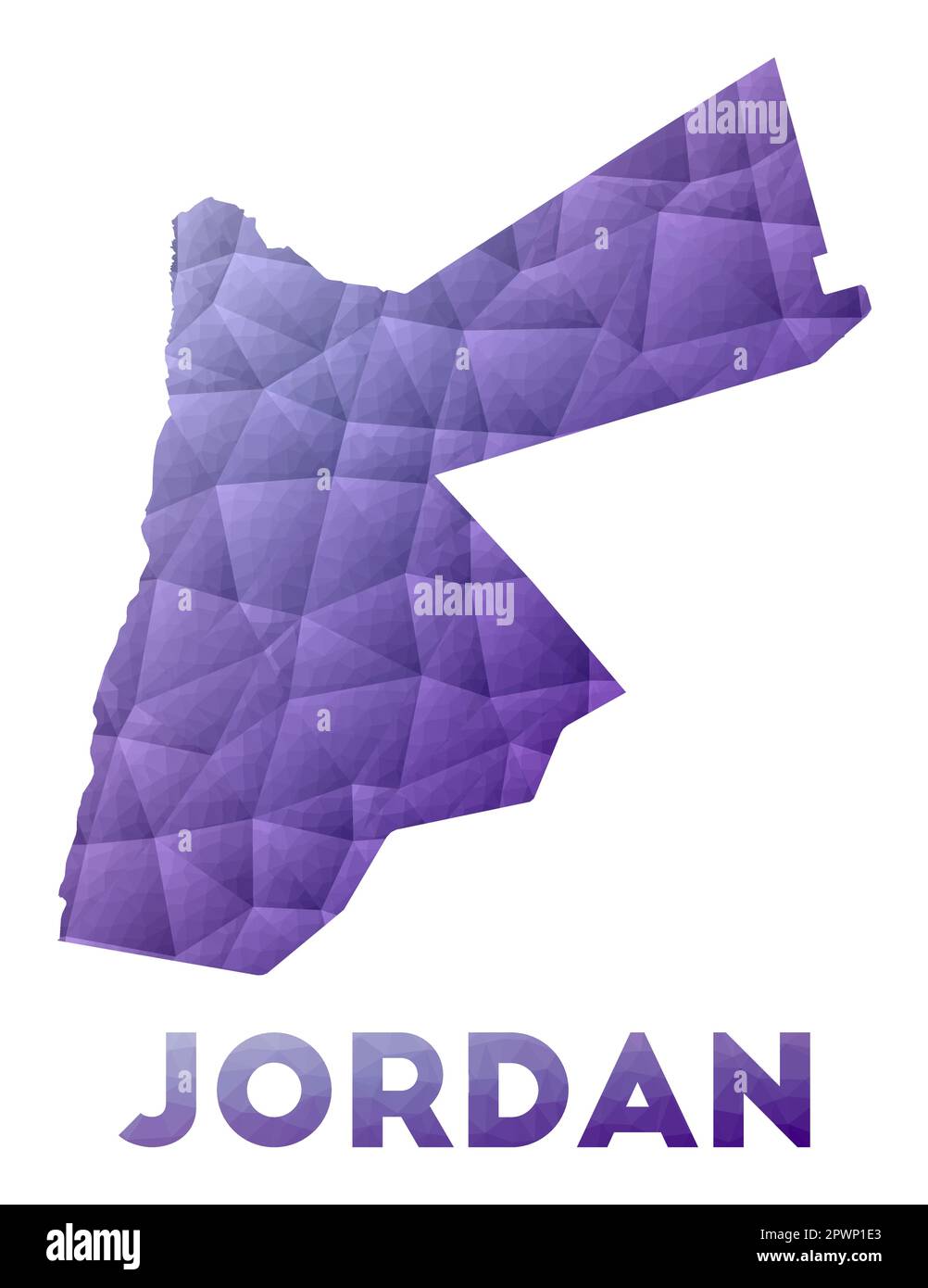 Map of Jordan. Low poly illustration of the country. Purple geometric design. Polygonal vector ...