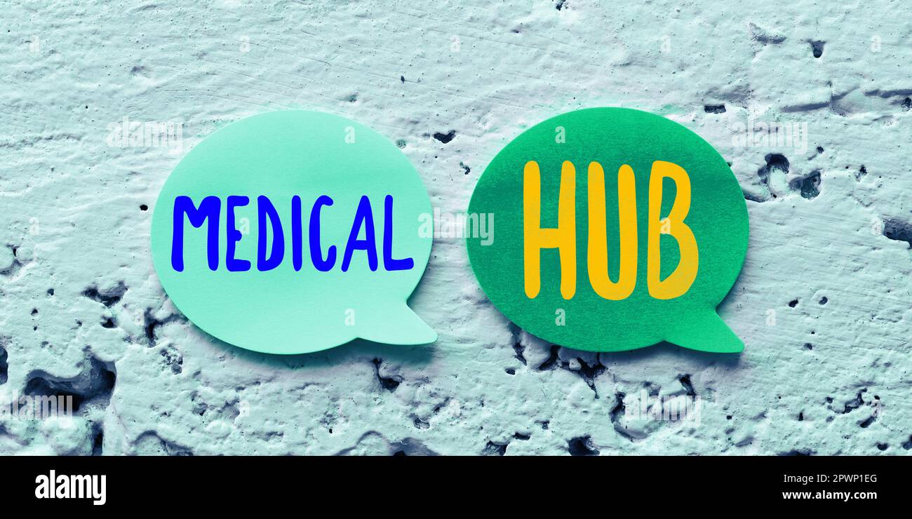 Hand writing sign Medical Hub, Business approach Common connection ...
