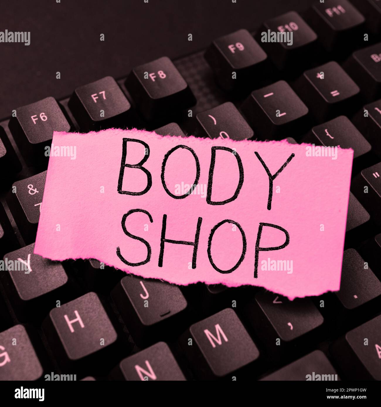 Hand writing sign Body Shop, Word Written on a shop where automotive ...
