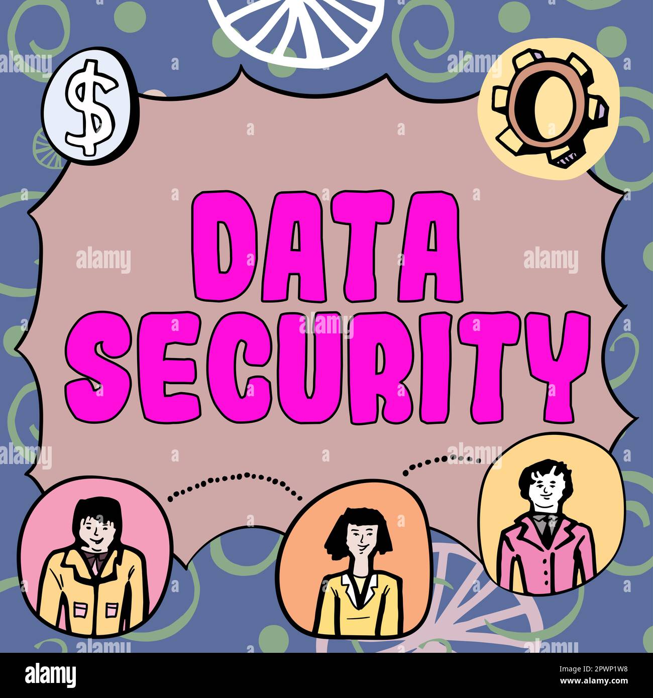 Writing displaying text Data Security, Business showcase Confidentiality Disk Encryption Backups ...