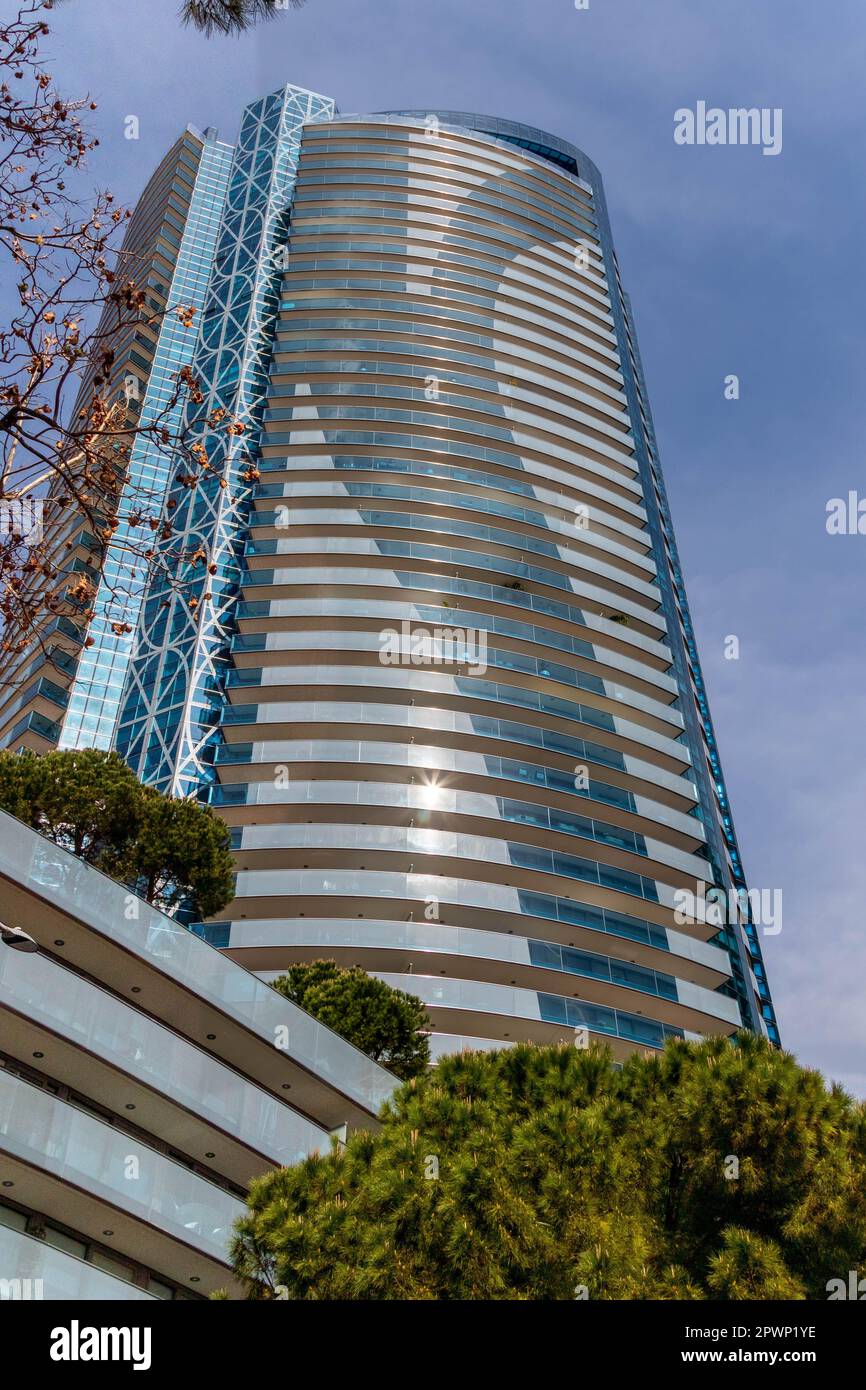La Rousse, Monaco, April 22nd 2023:- A view of the Tour Odeon (Odeon ...