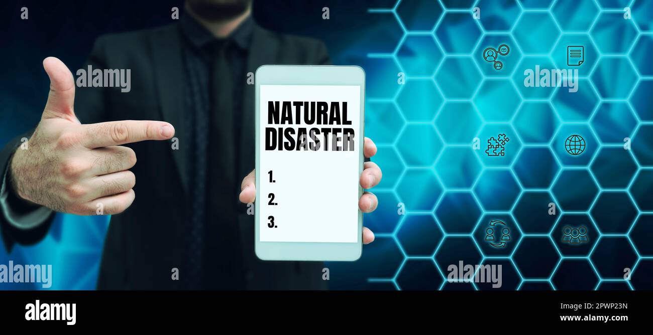 Handwriting text Natural Disaster, Concept meaning occurring in the ...