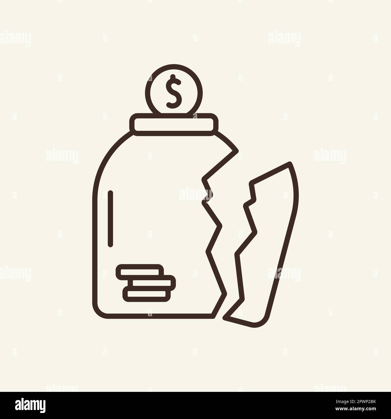 Broken bank line icon Stock Vector Images - Alamy