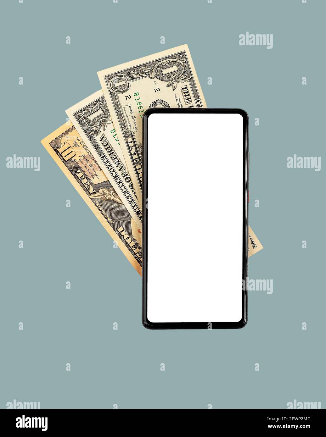 Mobile phone screen mockup, smartphone display mock-up and money ...