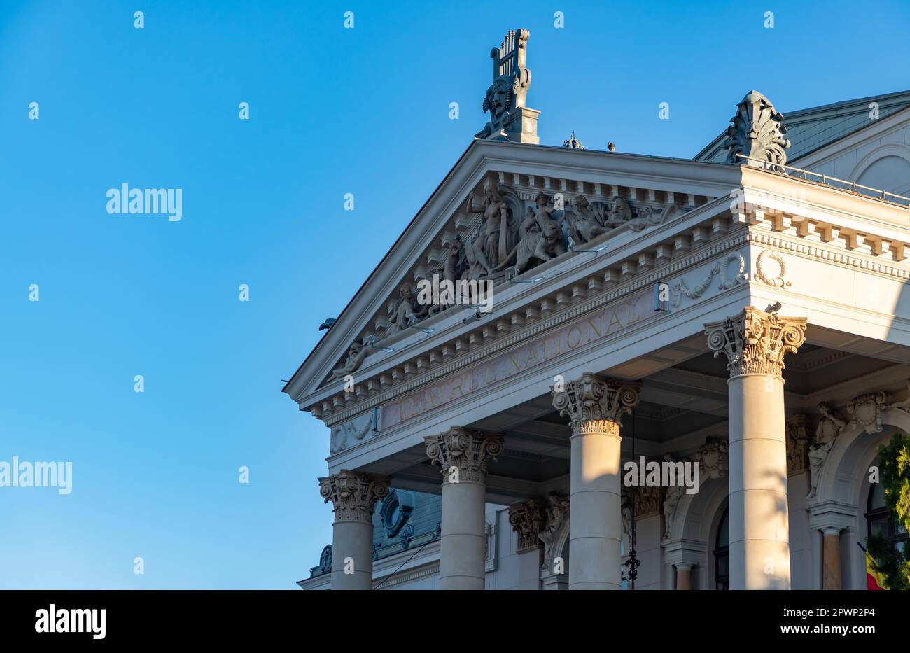 A close-up picture of the facade of the Vasile Alecsandri National ...