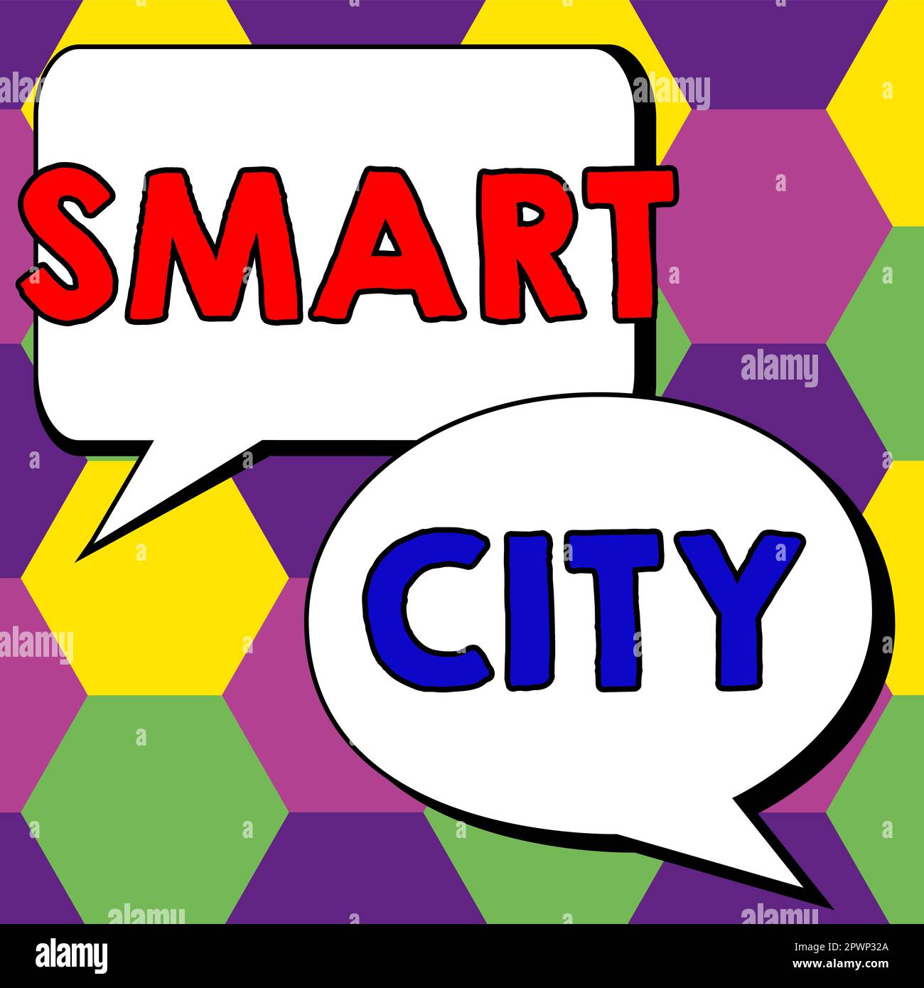 Text caption presenting Smart City, Business idea urban area that uses ...
