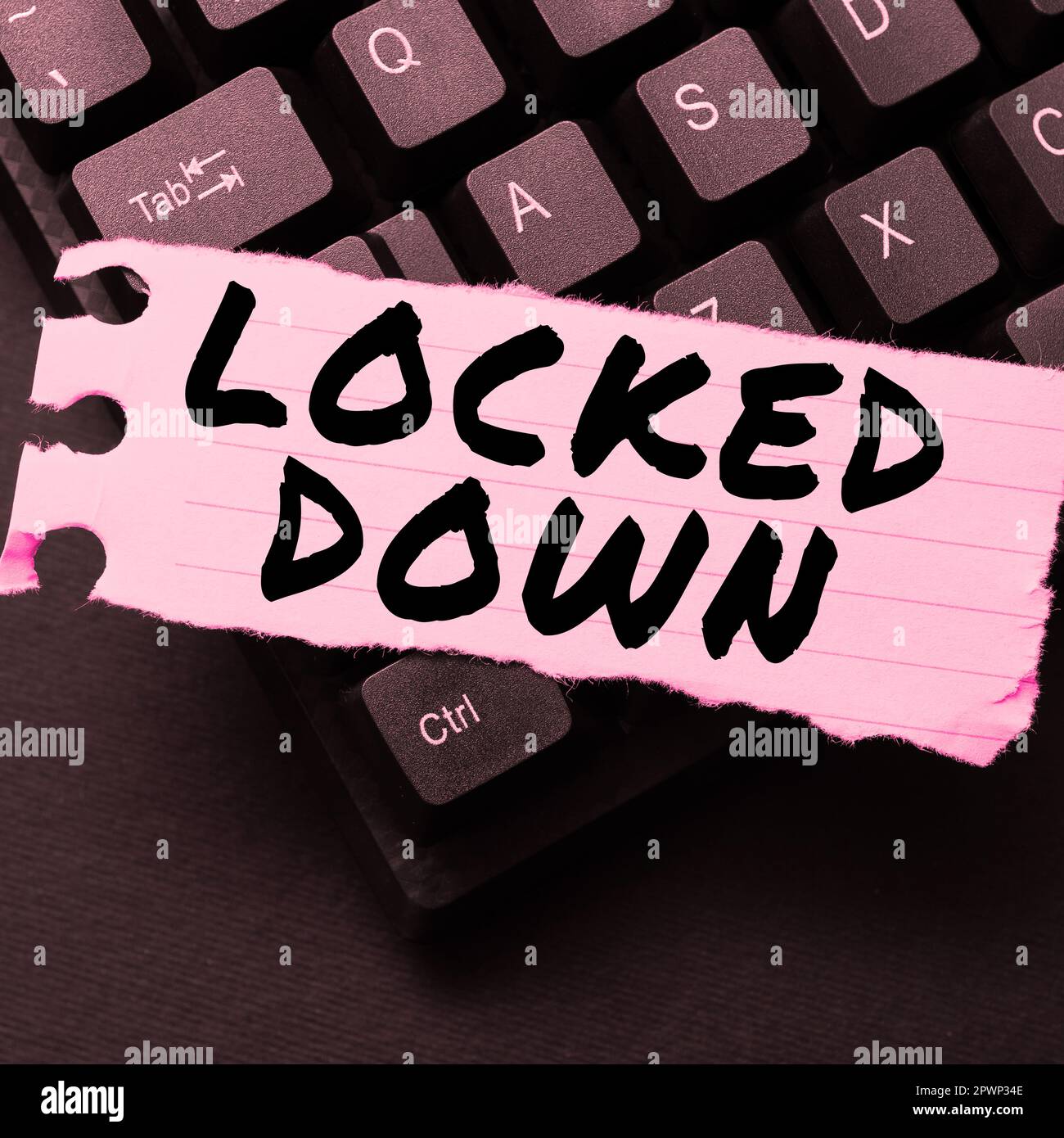 Hand writing sign Locked Down, Business concept emergency measure which ...