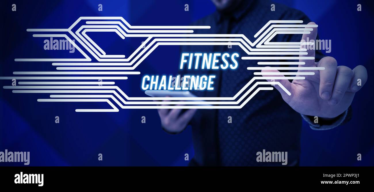 Text caption presenting Fitness Challenge, Word Written on condition of ...