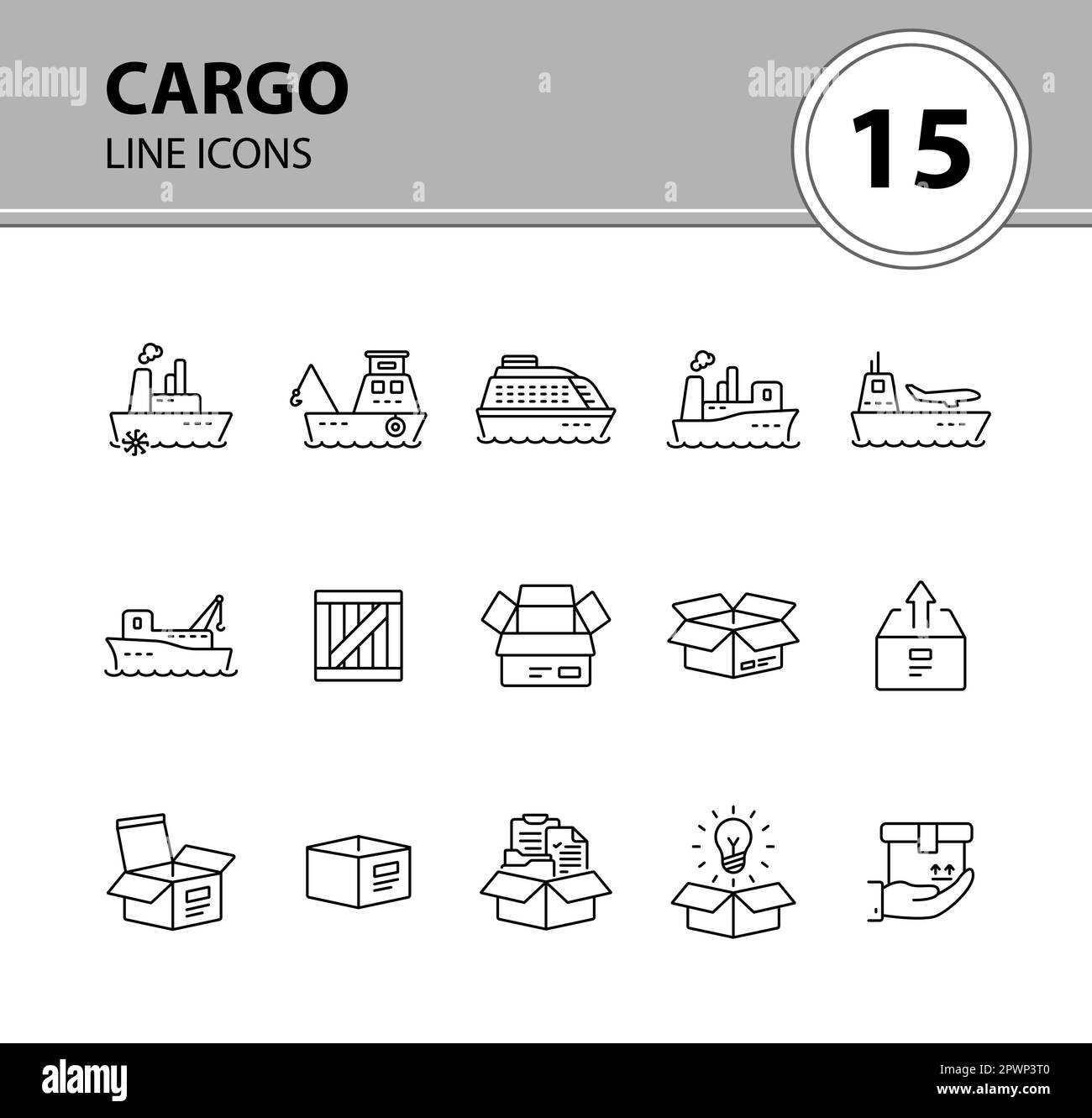 Cargo line icon set Stock Vector Image & Art - Alamy