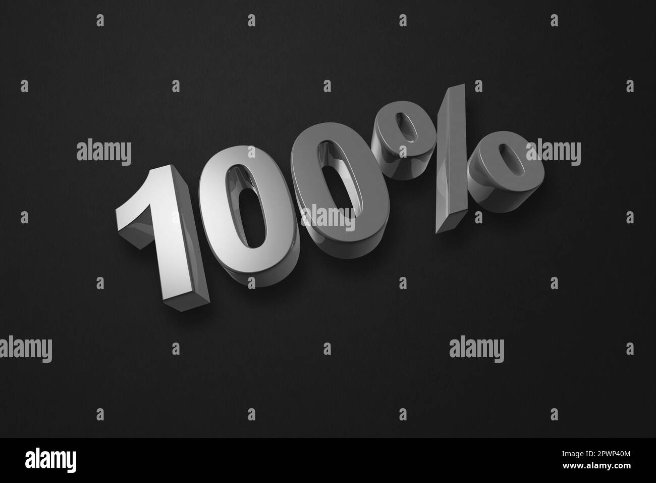 100% silver number. 3D illustration isolated on black Stock Photo - Alamy