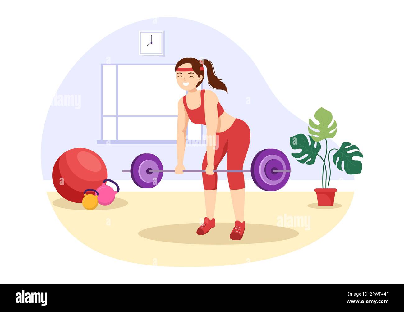 Weightlifting Sport Illustration with Athlete Lifts a Heavy Barbell ...