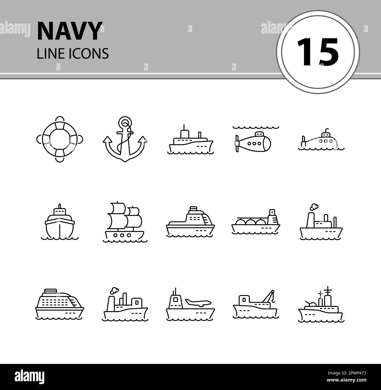 Navy line icon set Stock Vector Image & Art - Alamy