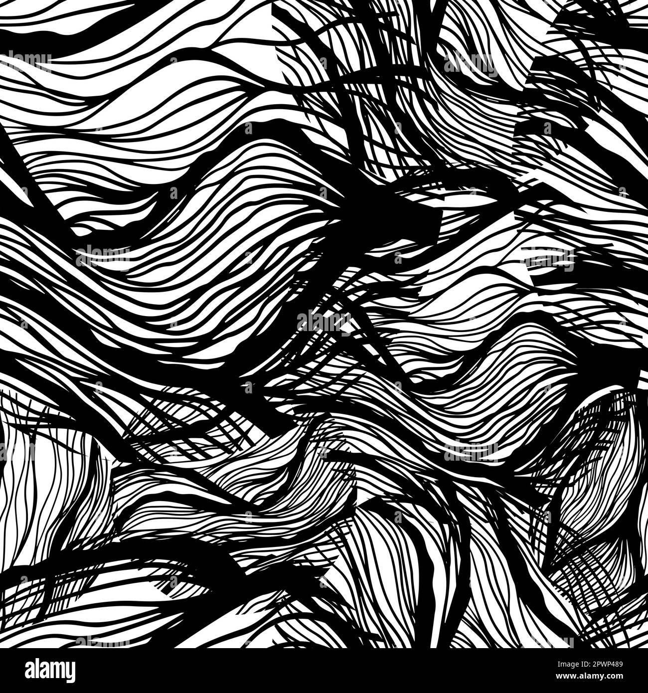 Seamless pattern of black wavy lines. Vector illustration Stock Vector ...