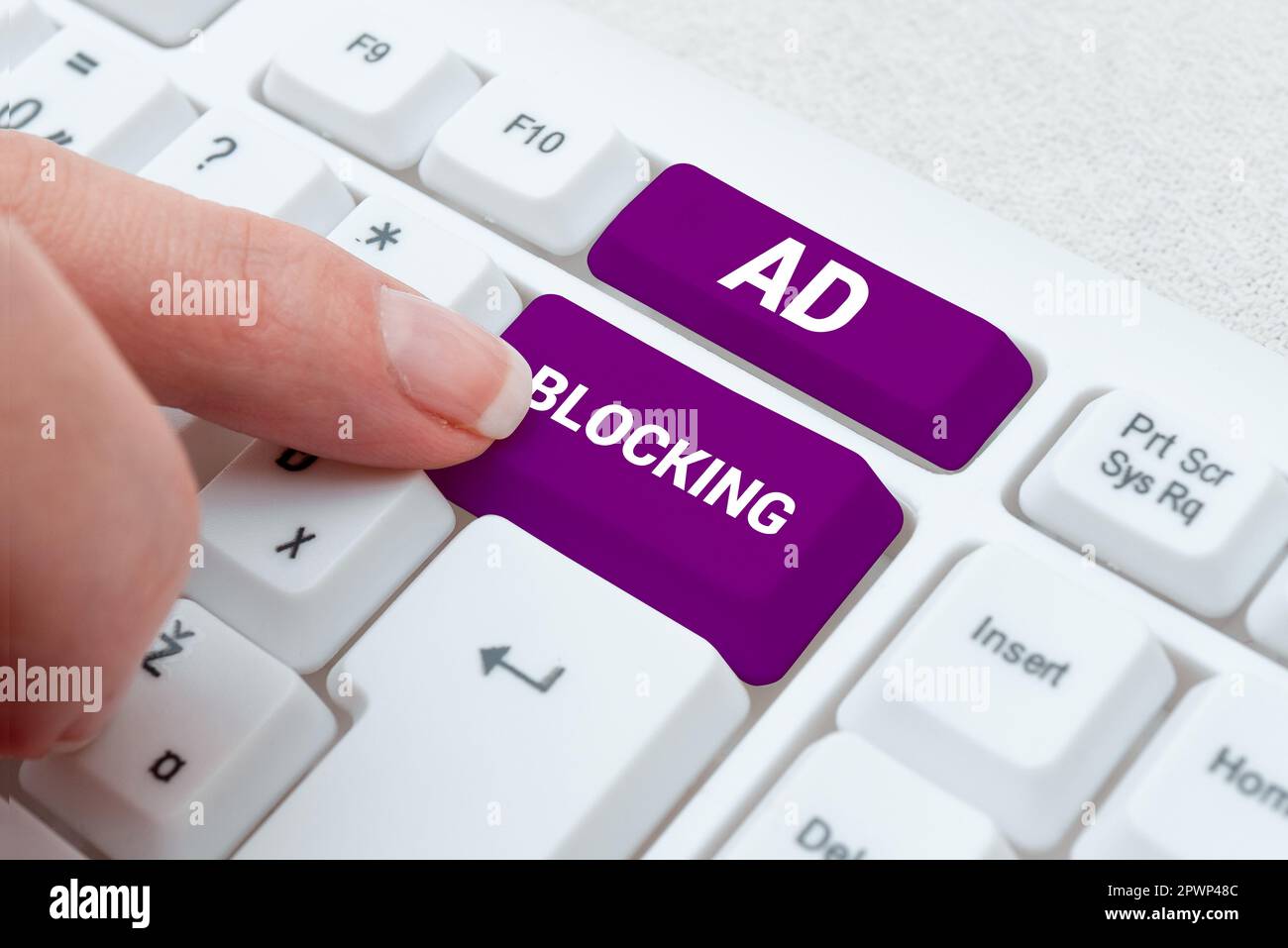 Text caption presenting Ad Blocking, Internet Concept program that will ...