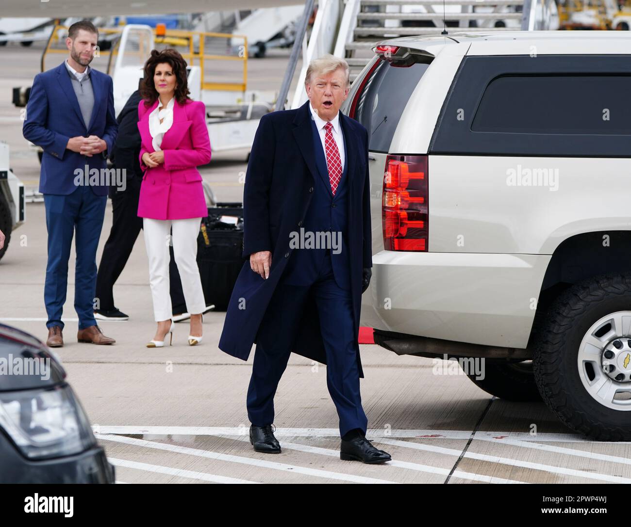 Former US president Donald Trump arrives at Aberdeen International ...