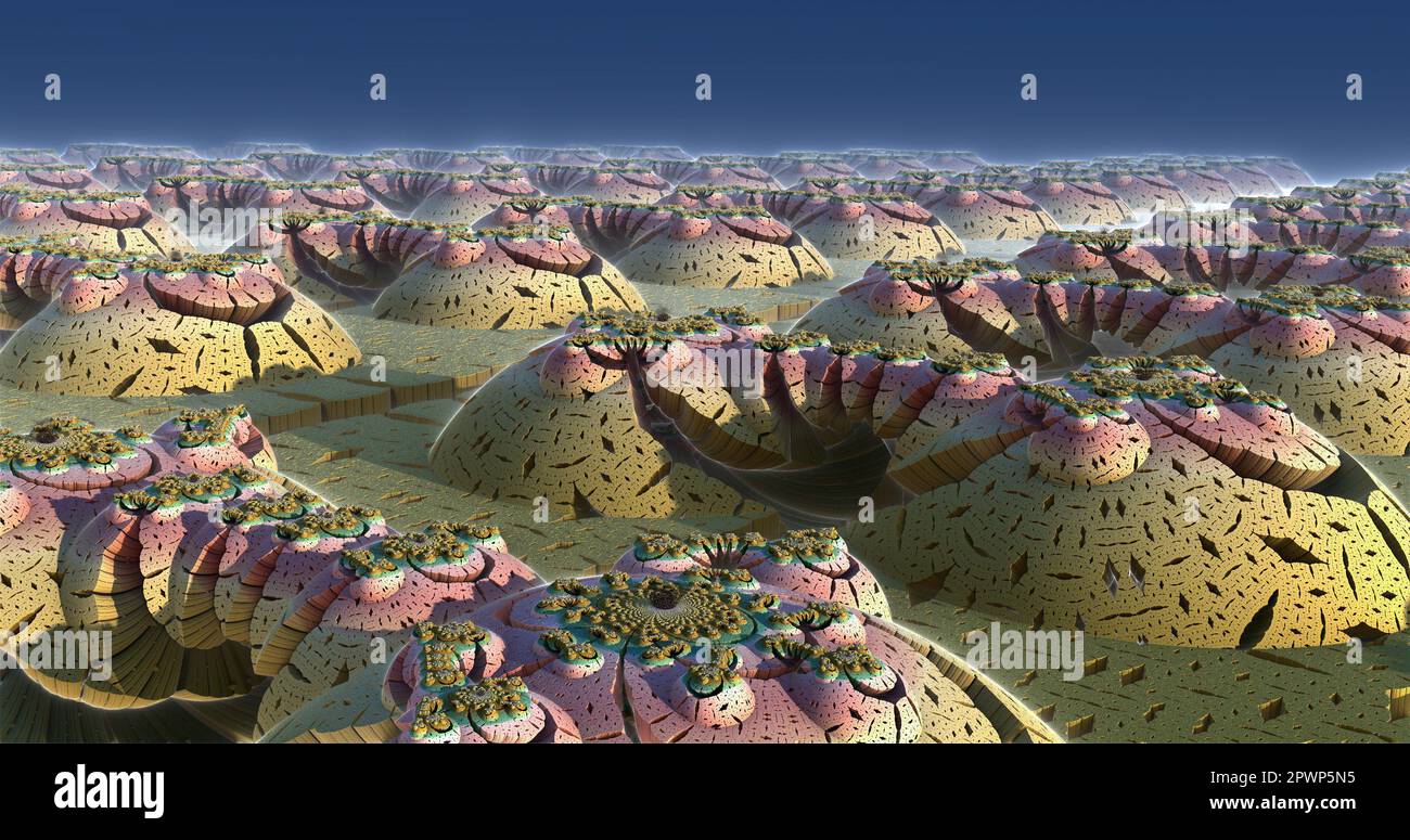 the surface of an alien planet under an alien sun 3d rendering Stock ...