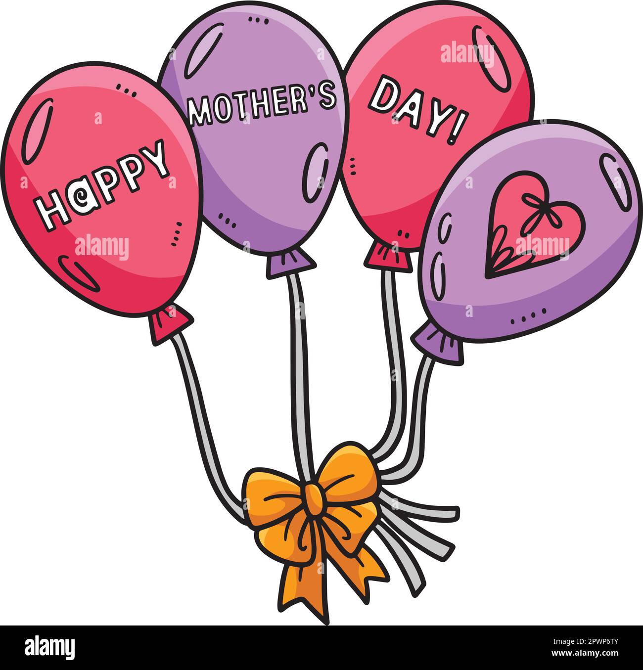 Happy Mothers Day Balloons Cartoon Colored Clipart Stock Vector Image ...