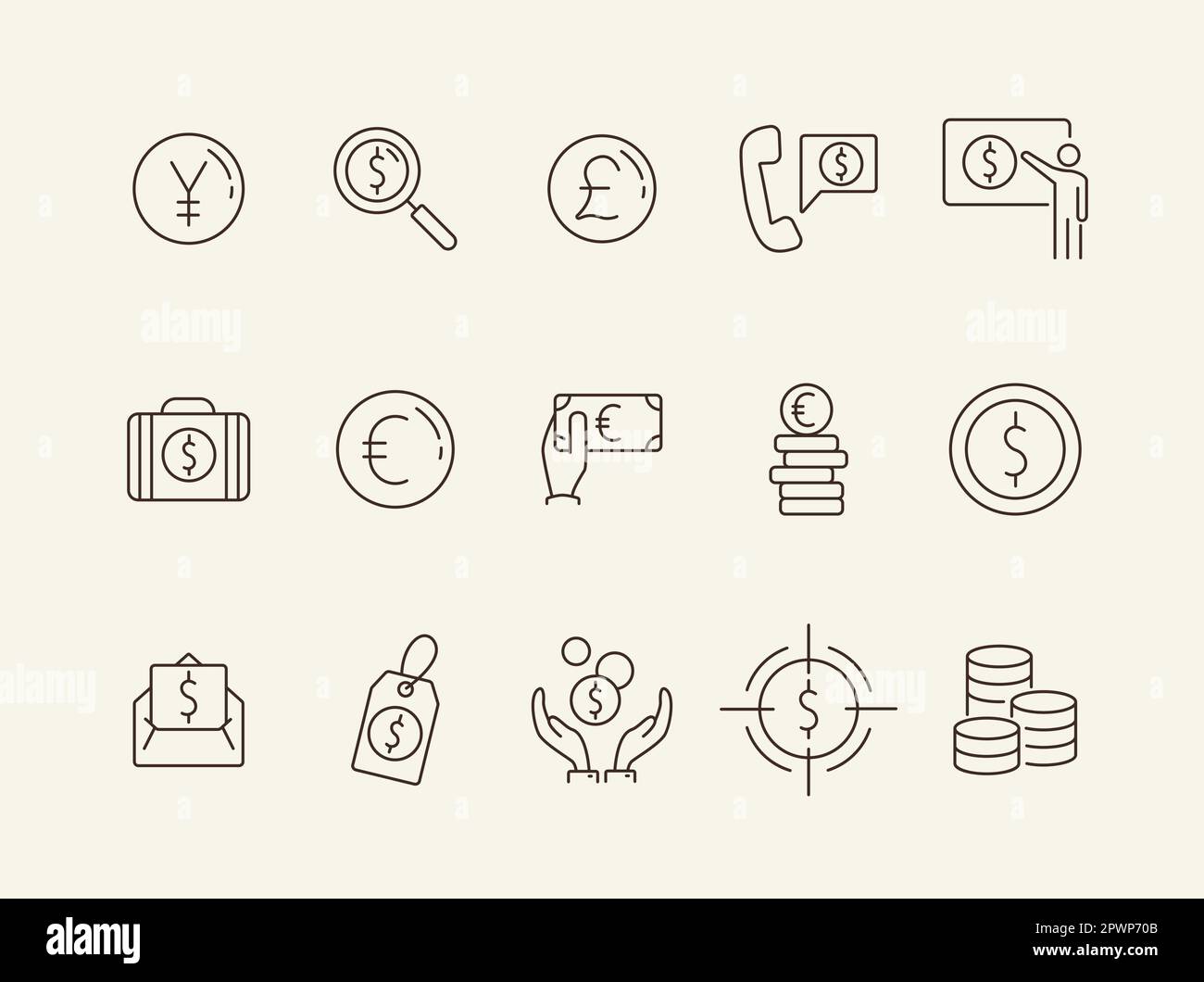 Money sign line icon set Stock Vector Image & Art - Alamy