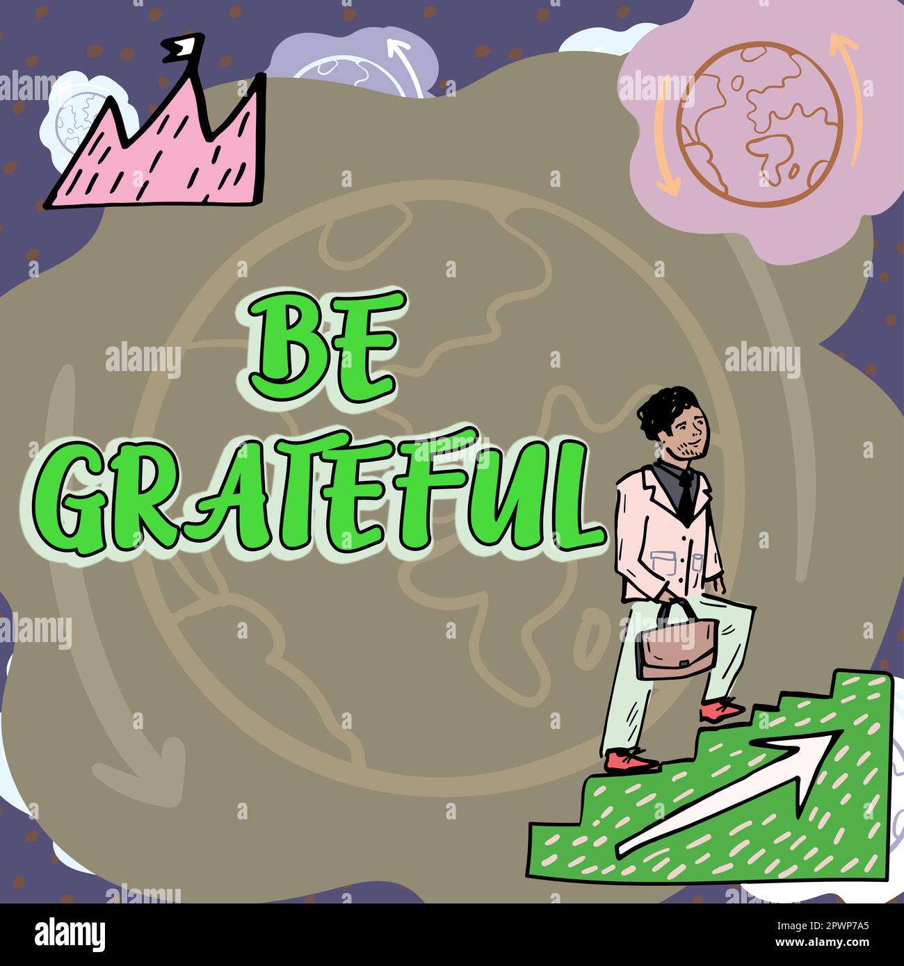 Text caption presenting Be Grateful, Business showcase feeling or ...