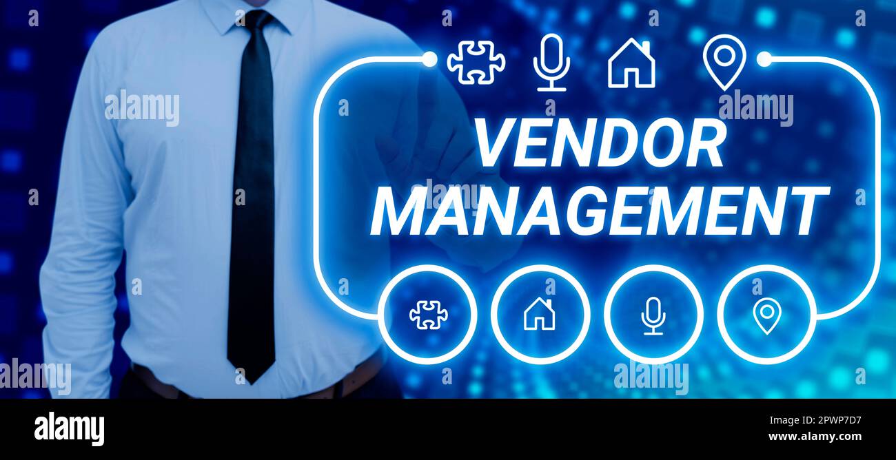 Text sign showing Vendor Management, Business concept activities ...