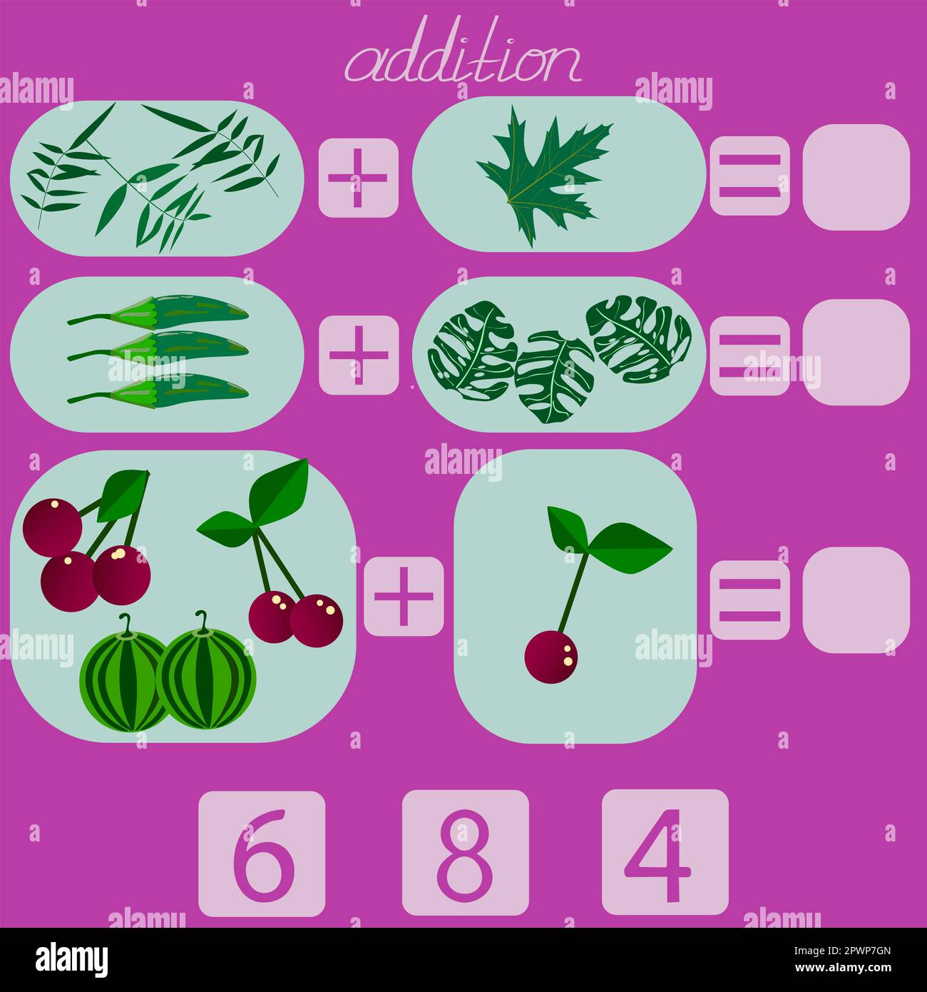 count the leaves and berries in the picture and put the desired number ...