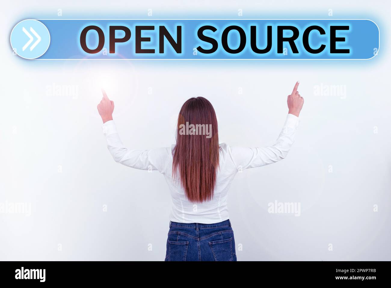 Hand writing sign Open Source, Business showcase denoting software which original source code ...