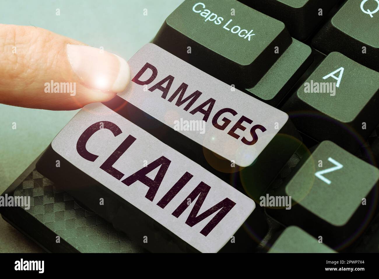 Sign displaying Damages Claim, Word for Demand Compensation Litigate ...