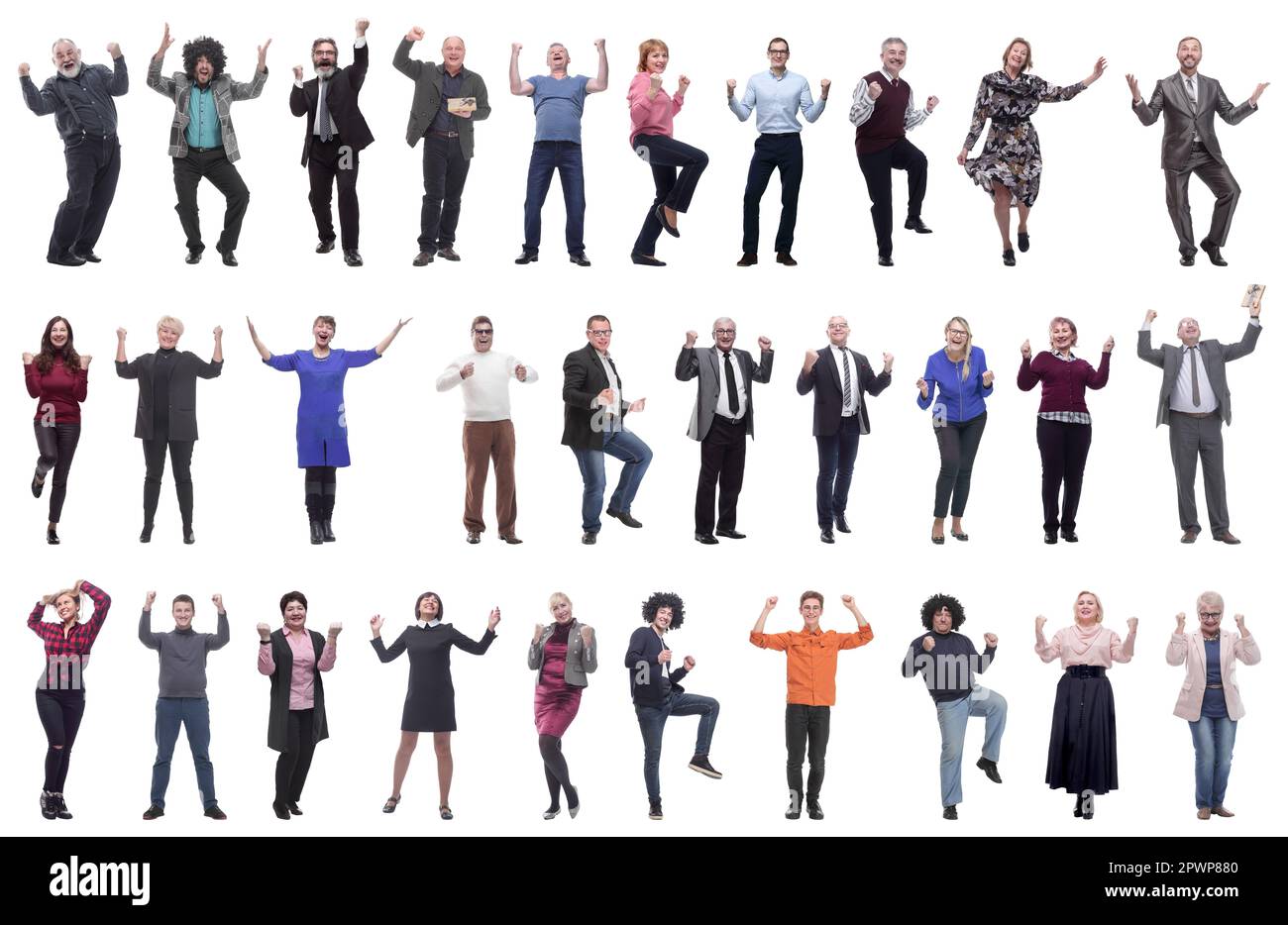 collage of people joyful energetic full length isolated Stock Photo - Alamy