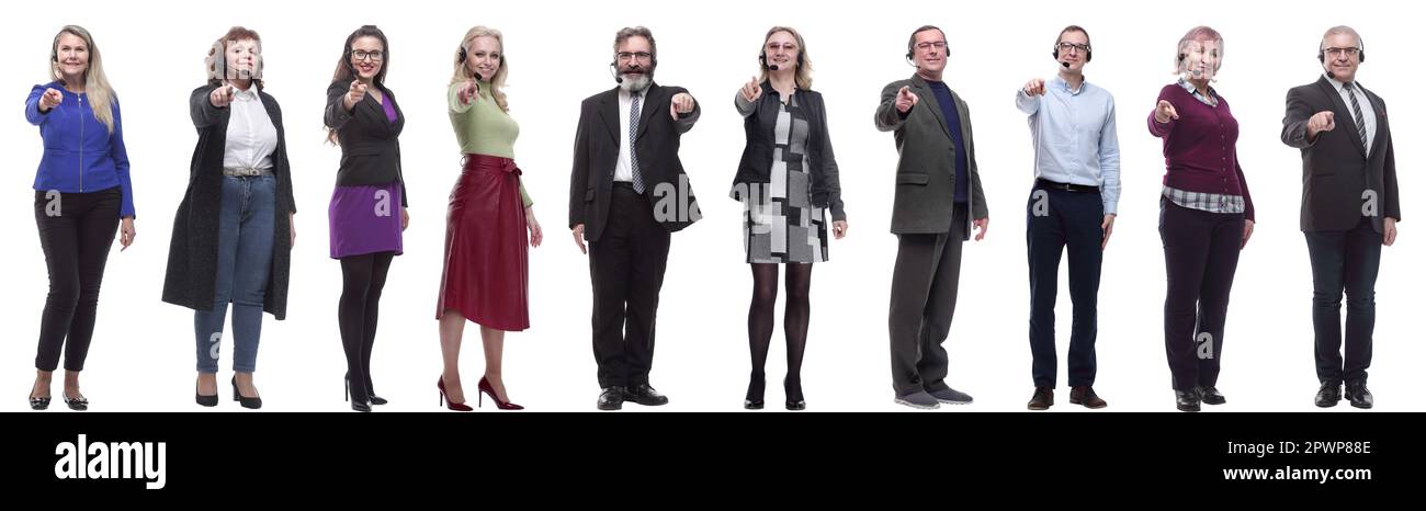 group of business people with microphone isolated Stock Photo - Alamy