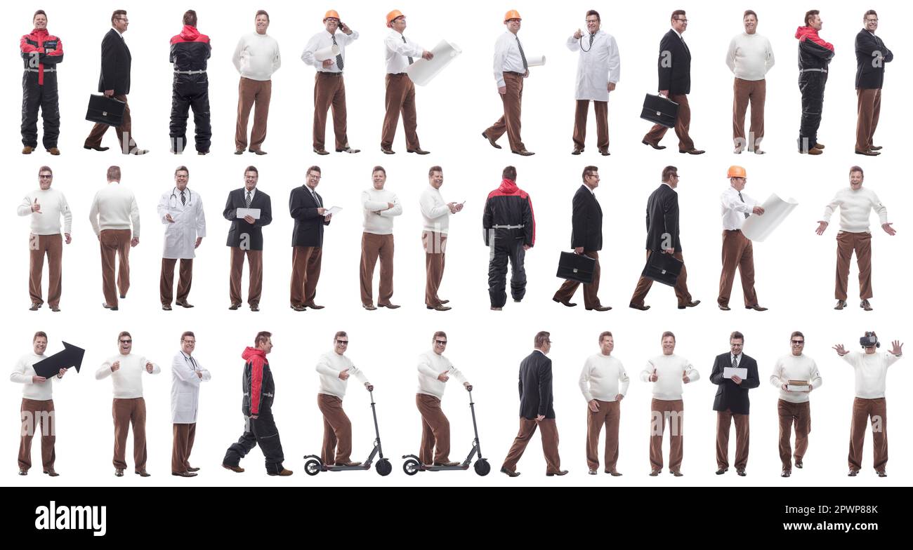 collage of a man in full growth displaying many professions and ...