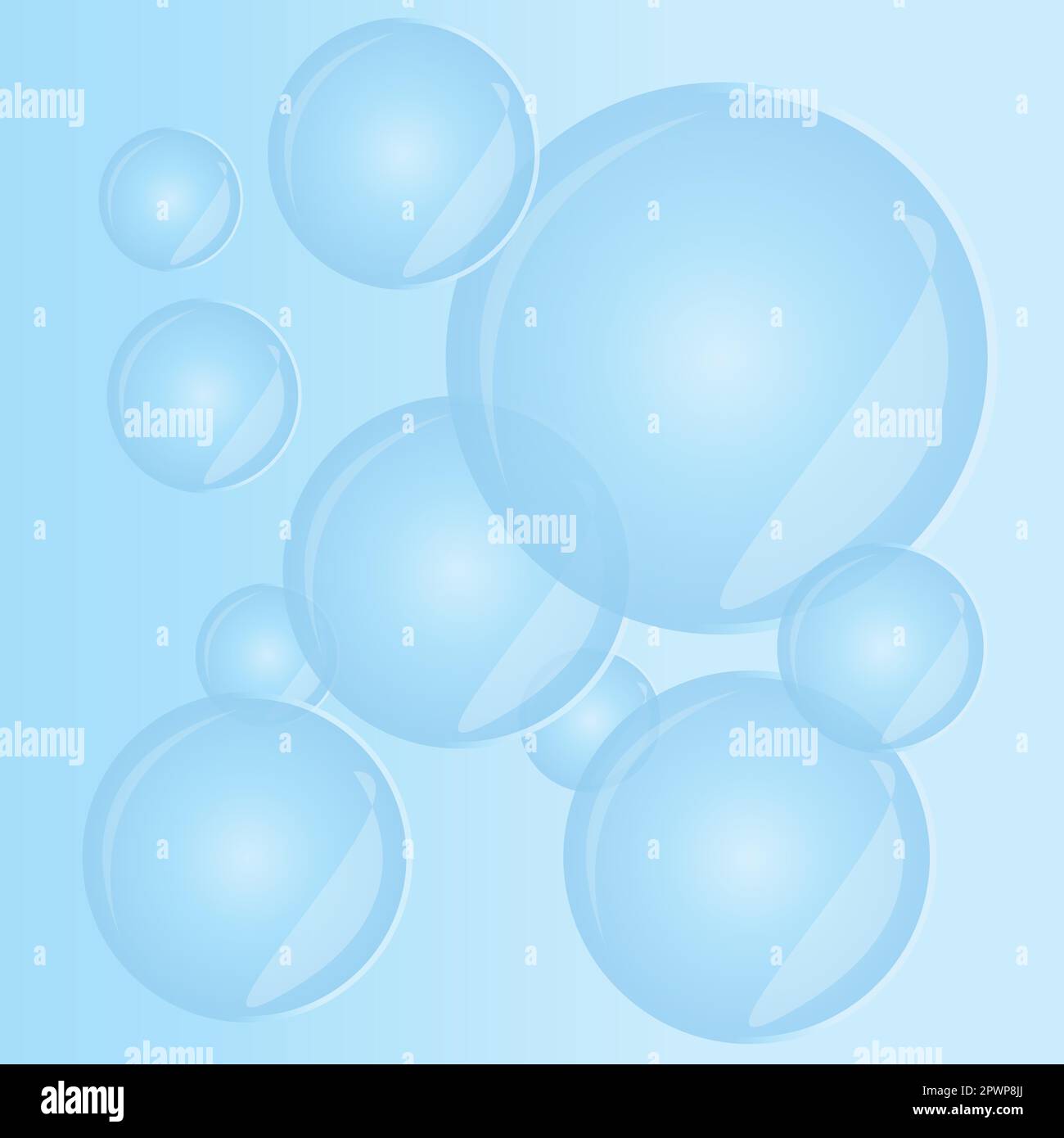 A set of floating blue bubbles set over a faded blue background Stock ...