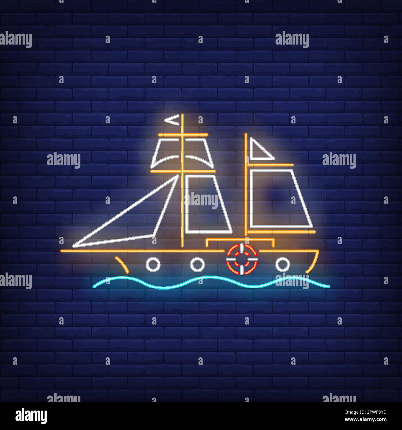 Sailing ship in sea neon sign Stock Vector Image & Art - Alamy
