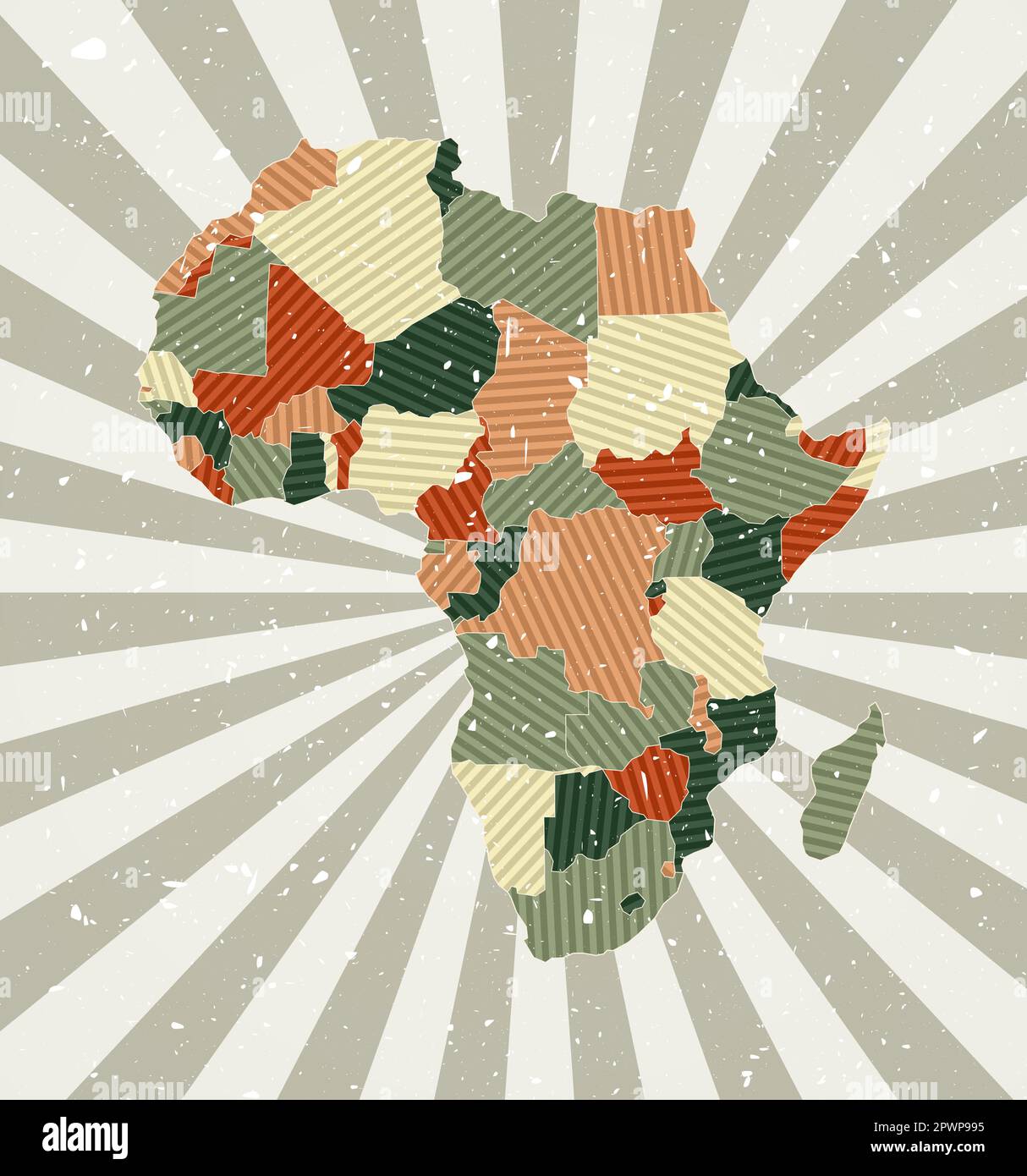 Africa vintage map. Grunge poster with map of the continent in retro ...