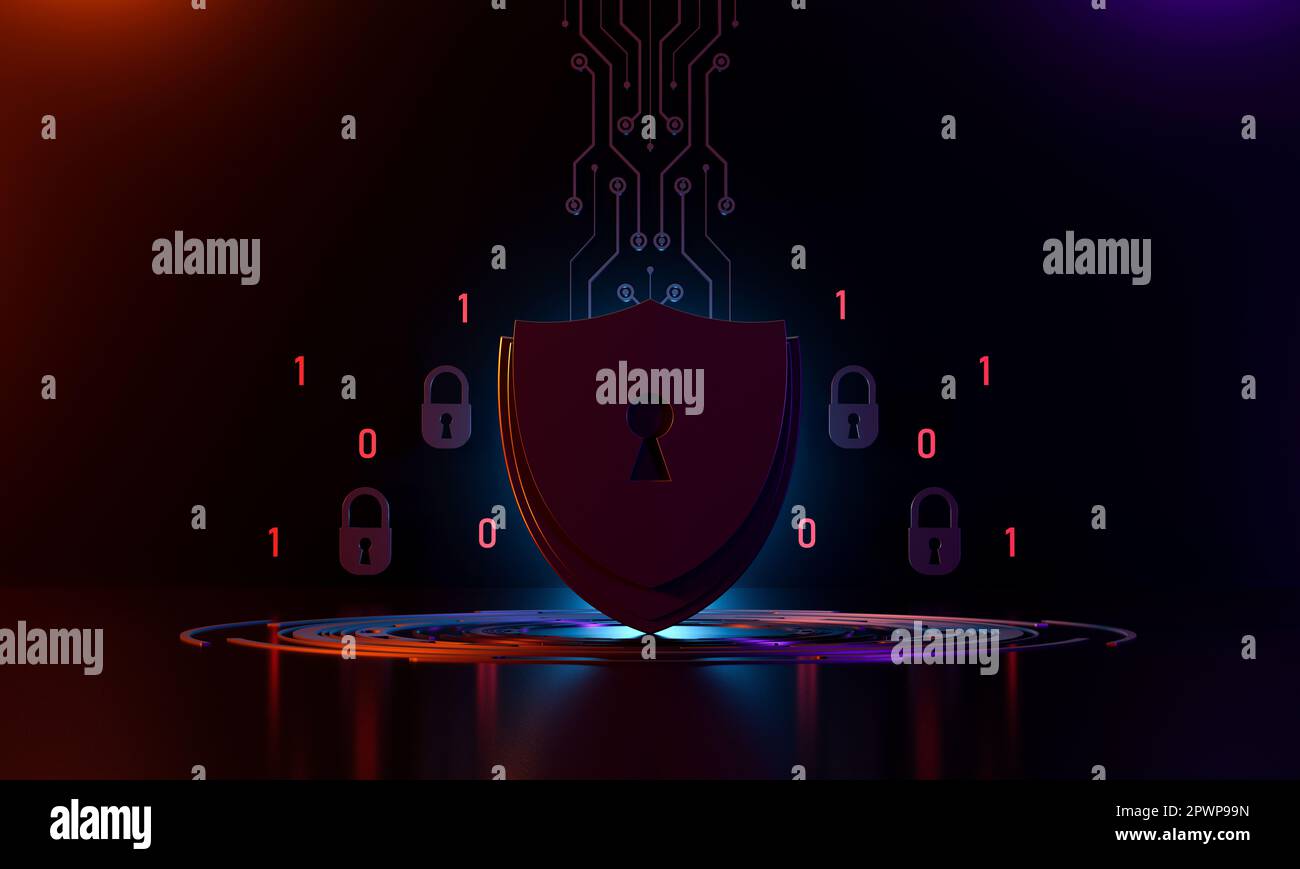 Protection network security computer and safe your data concept. Shield icon cyber security ...