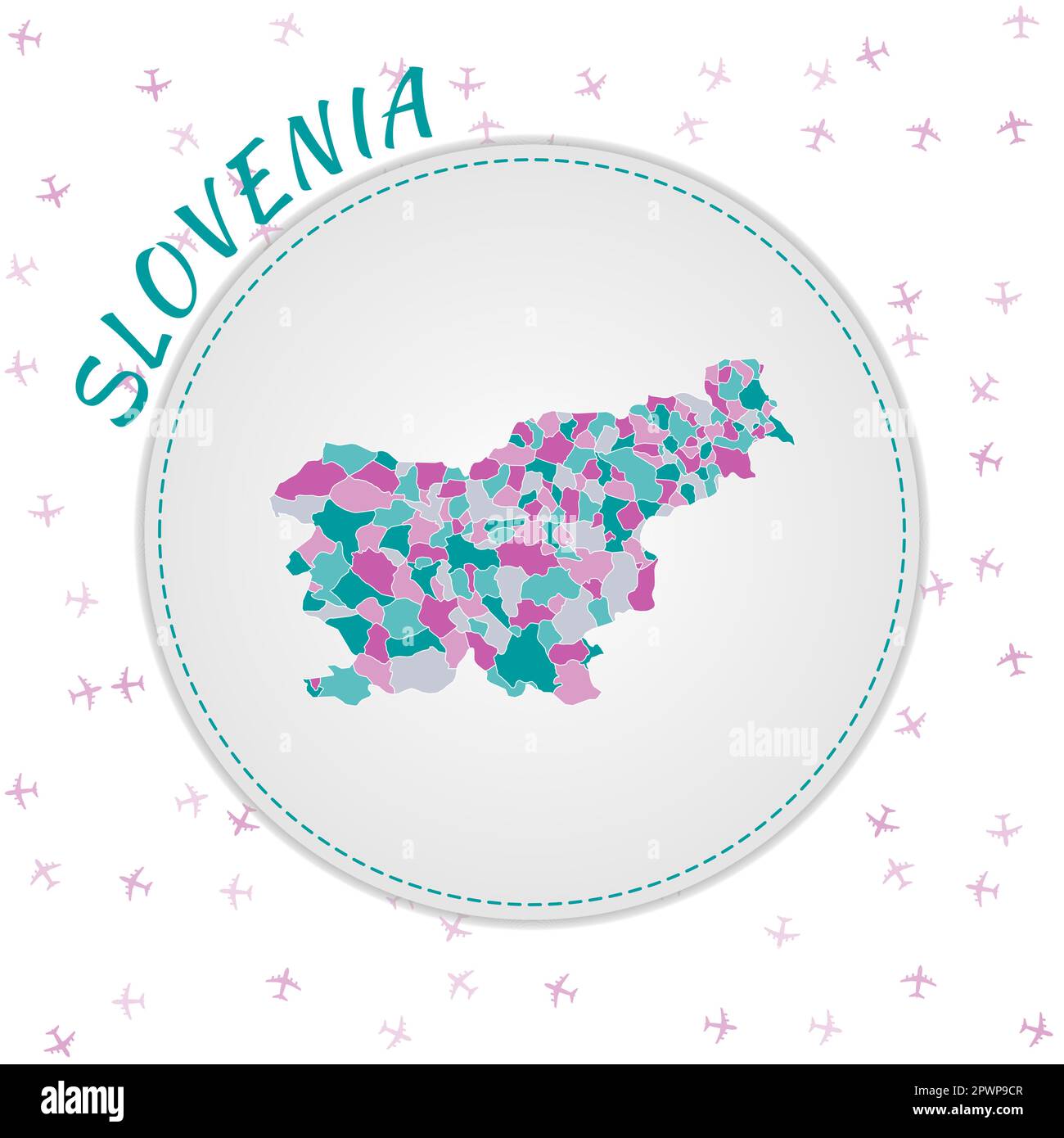 Slovenia map design. Map of the country with regions in emerald ...