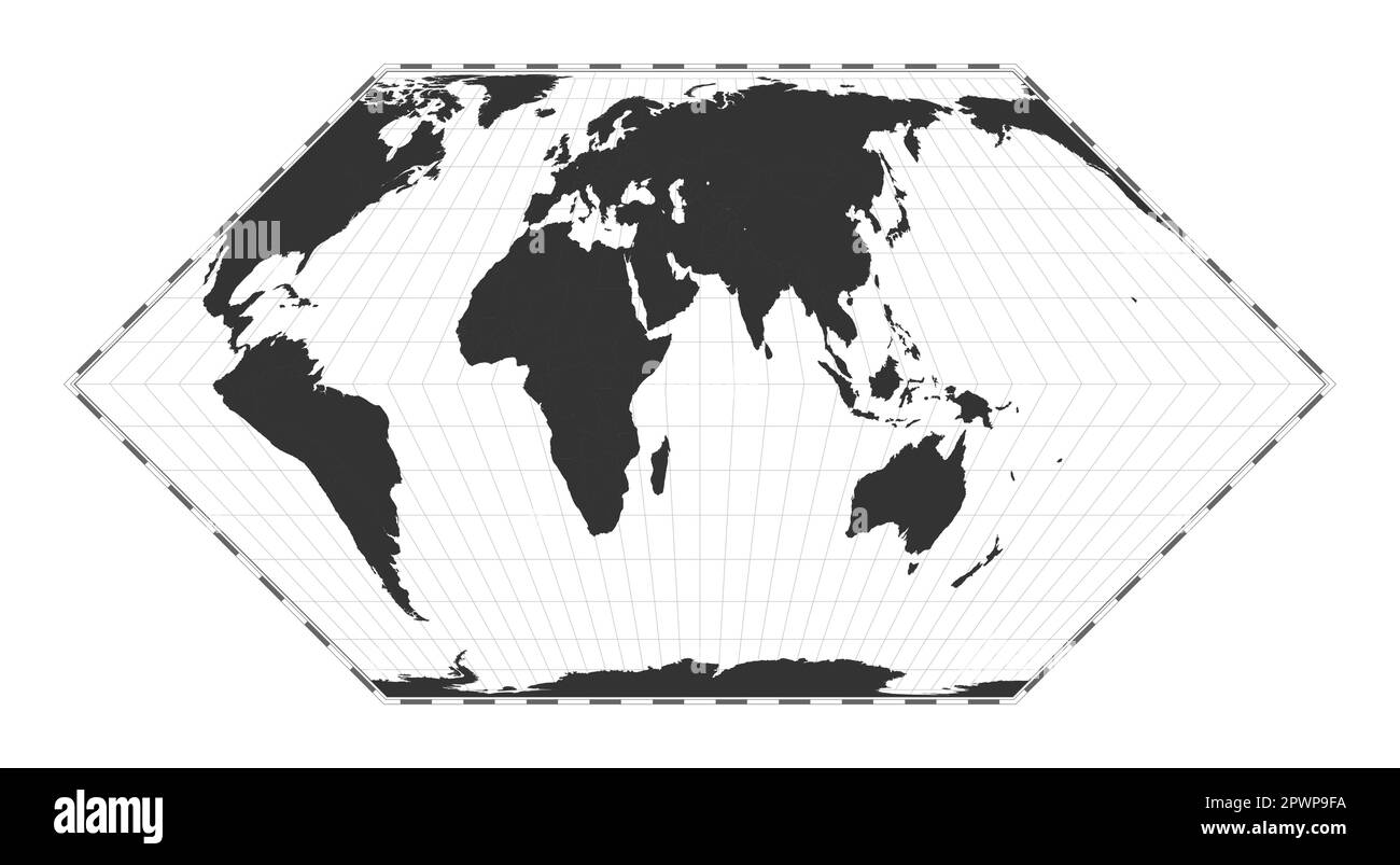 Vector world map. Eckert II projection. Plain world geographical map ...