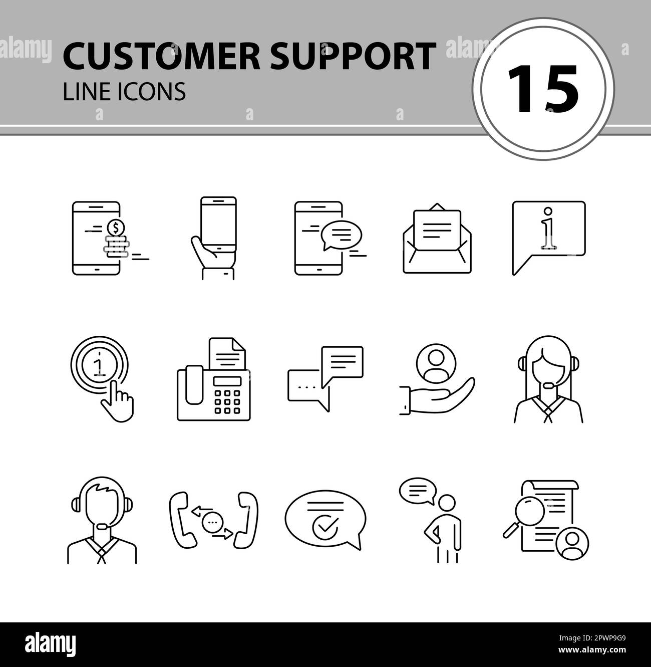 Customer support line icon set Stock Vector Image & Art - Alamy