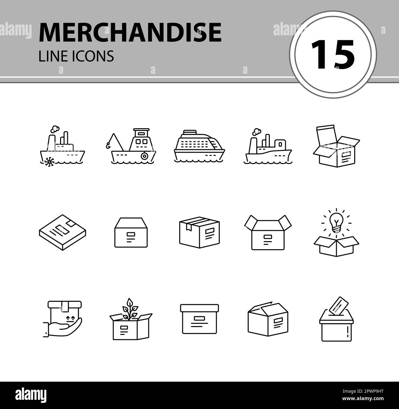 Merchandise line icon set Stock Vector Image & Art - Alamy
