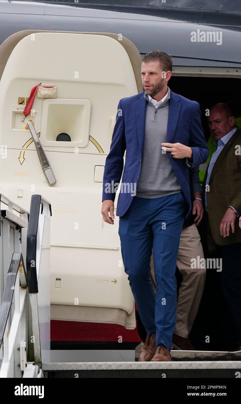 Eric Trump arrives at Aberdeen International Airport, in Dyce, Aberdeen ...