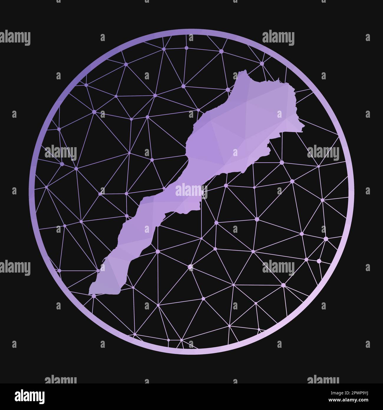 Morocco icon. Vector polygonal map of the country. Morocco icon in ...