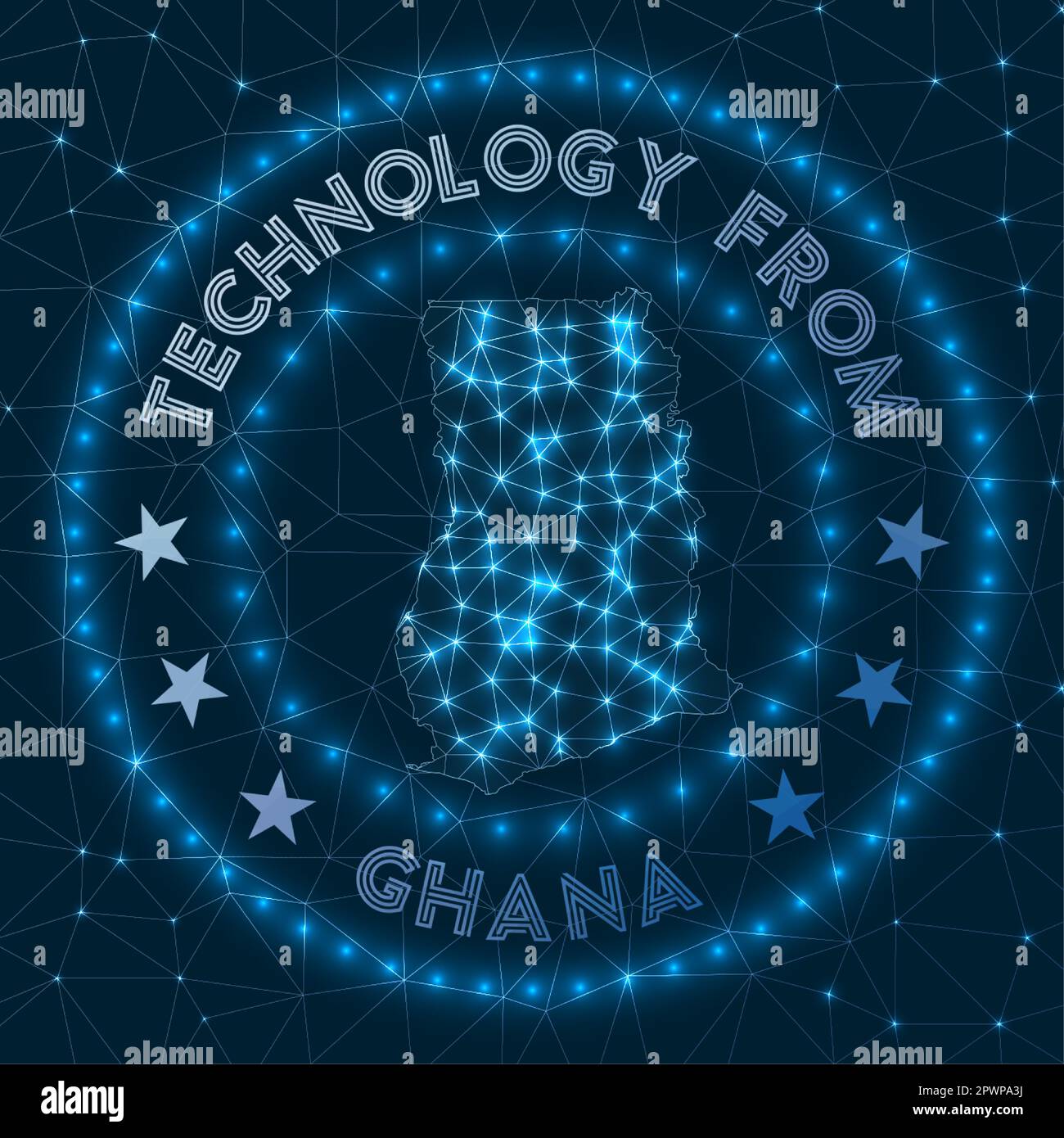 Technology From Ghana. Futuristic geometric badge of the country ...