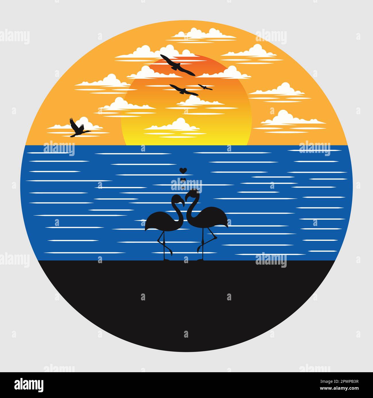 Ocean and beach panoramic landscape design. Editable, resizable, EPS 10 ...