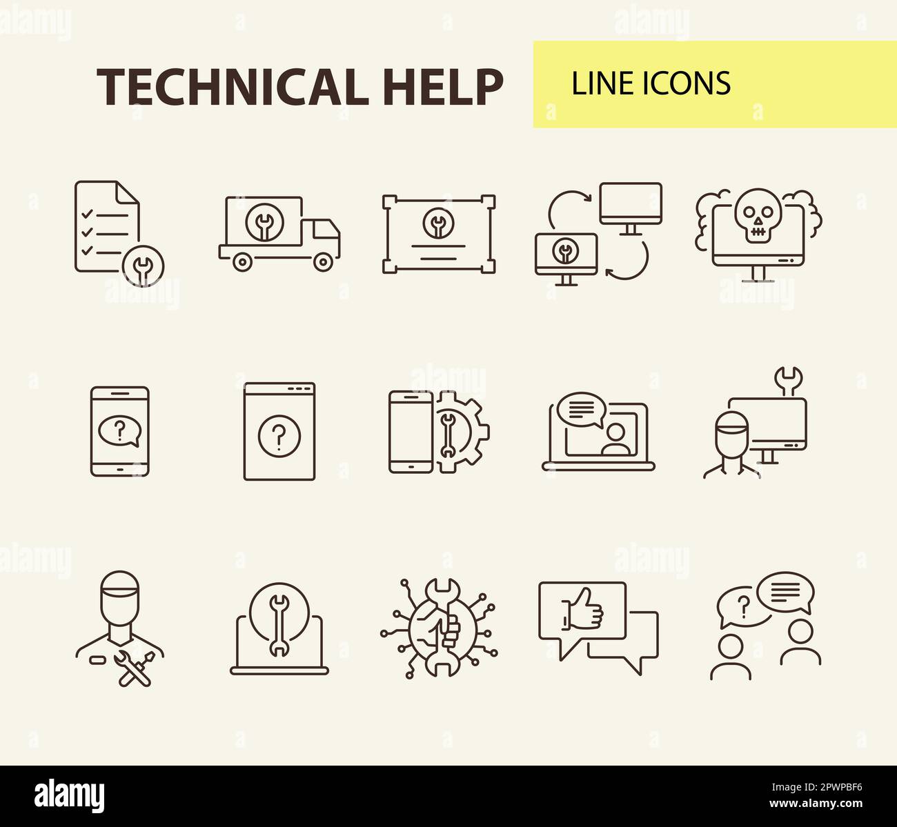 Technical help line icon set Stock Vector Image & Art - Alamy