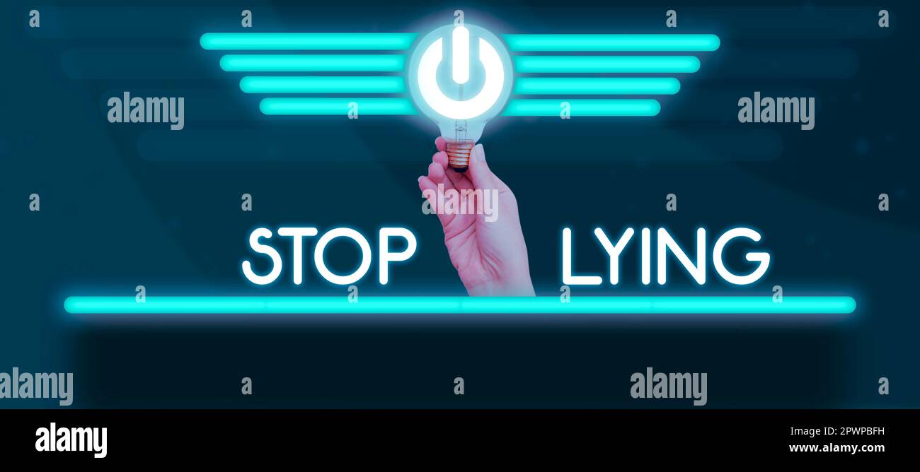 Conceptual display Stop Lying, Business showcase put an end on chronic ...